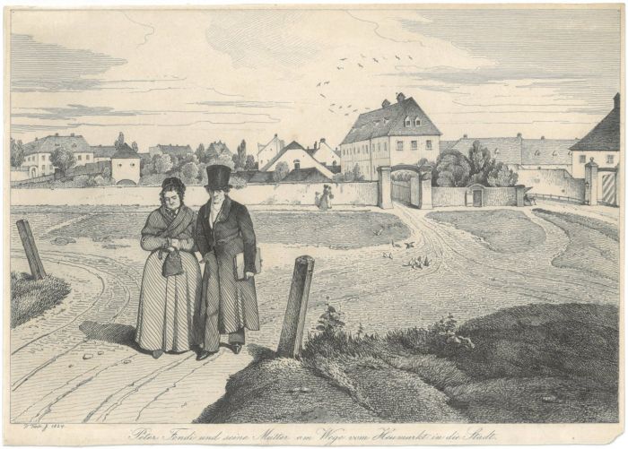 FENDI, Peter (1798 - 1842). - "Peter Fendi und seine Mutter auf dem ...