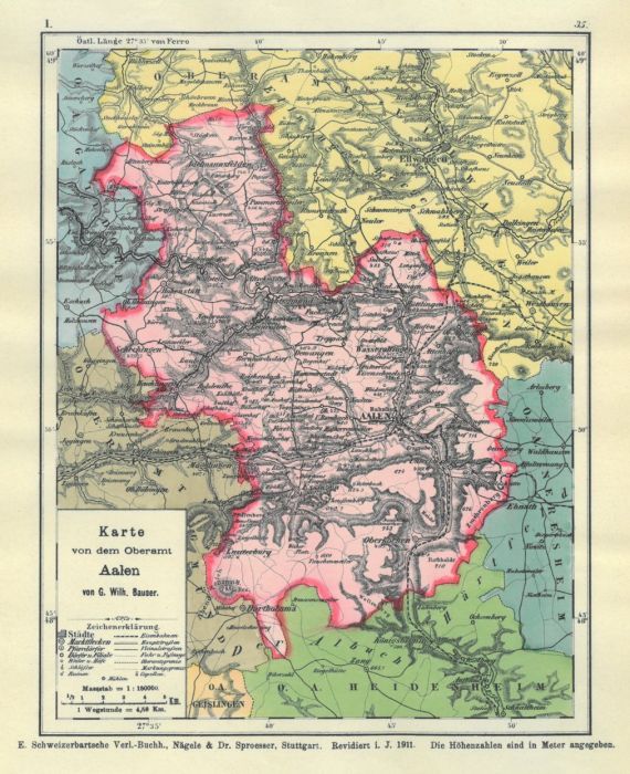 AALEN. - Karte. - "Karte von dem Oberamt Aalen".
