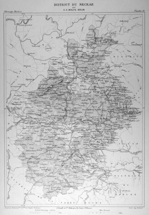 NECKARKREIS. - Karte. - "District du Neckar", von Maulbronn bis ...
