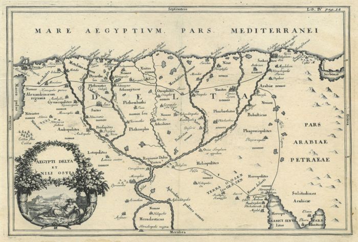 ÄGYPTEN. - Nildelta. - Karte. - "Aegypti Delta et Nili Ostia ...