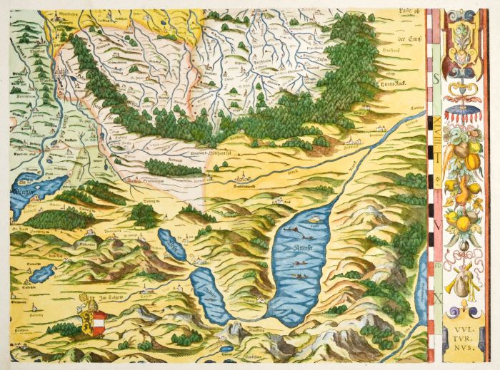 ATTERSEE. - Karte. - Karte des Gebietes um den Attersee mit dem Mattsee.