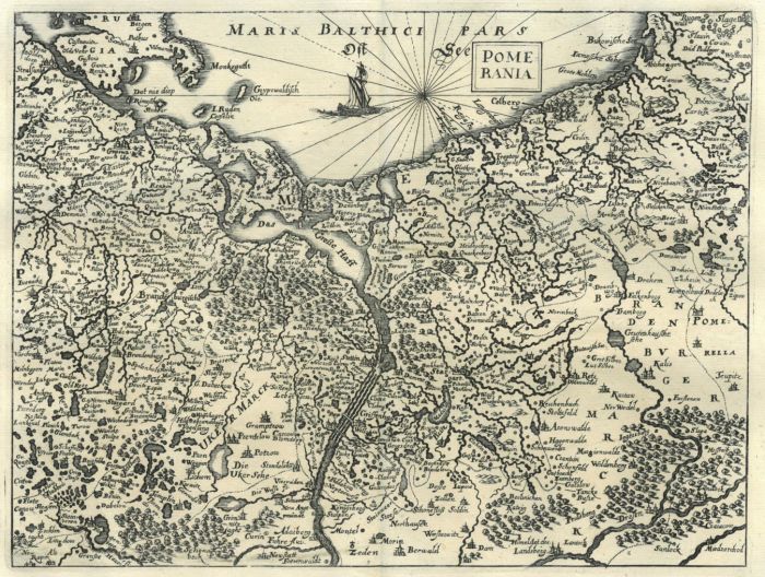 POMMERN. - Karte. - "Pomerania". Karte von Vor- und Hinterpommern.