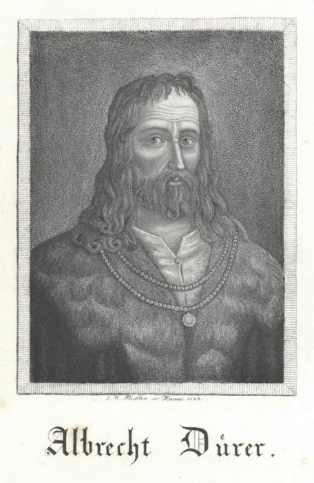 DÜRER, Albrecht (1471 - 1528). - Brustbild en face, mit pelzbesetztem ...