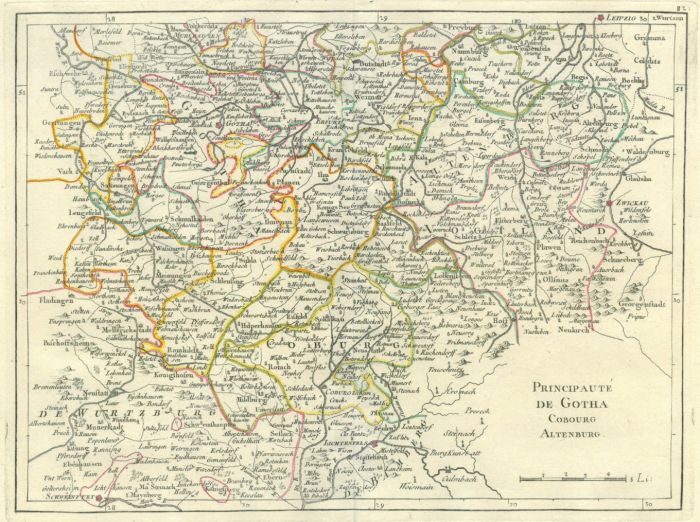 GOTHA. - Karte. - "Principauté de Gotha Cobourg Altenburg".