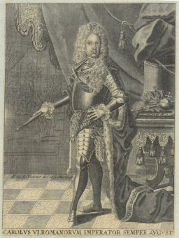KARL VI., Kaiser (1685 - 1740). - Ganzfigur nach viertelrechts des ...